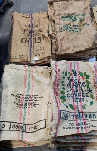 5 X Coffee Bean Hessian Sack Jute Bag Recycle Biodegradable pet bed ...