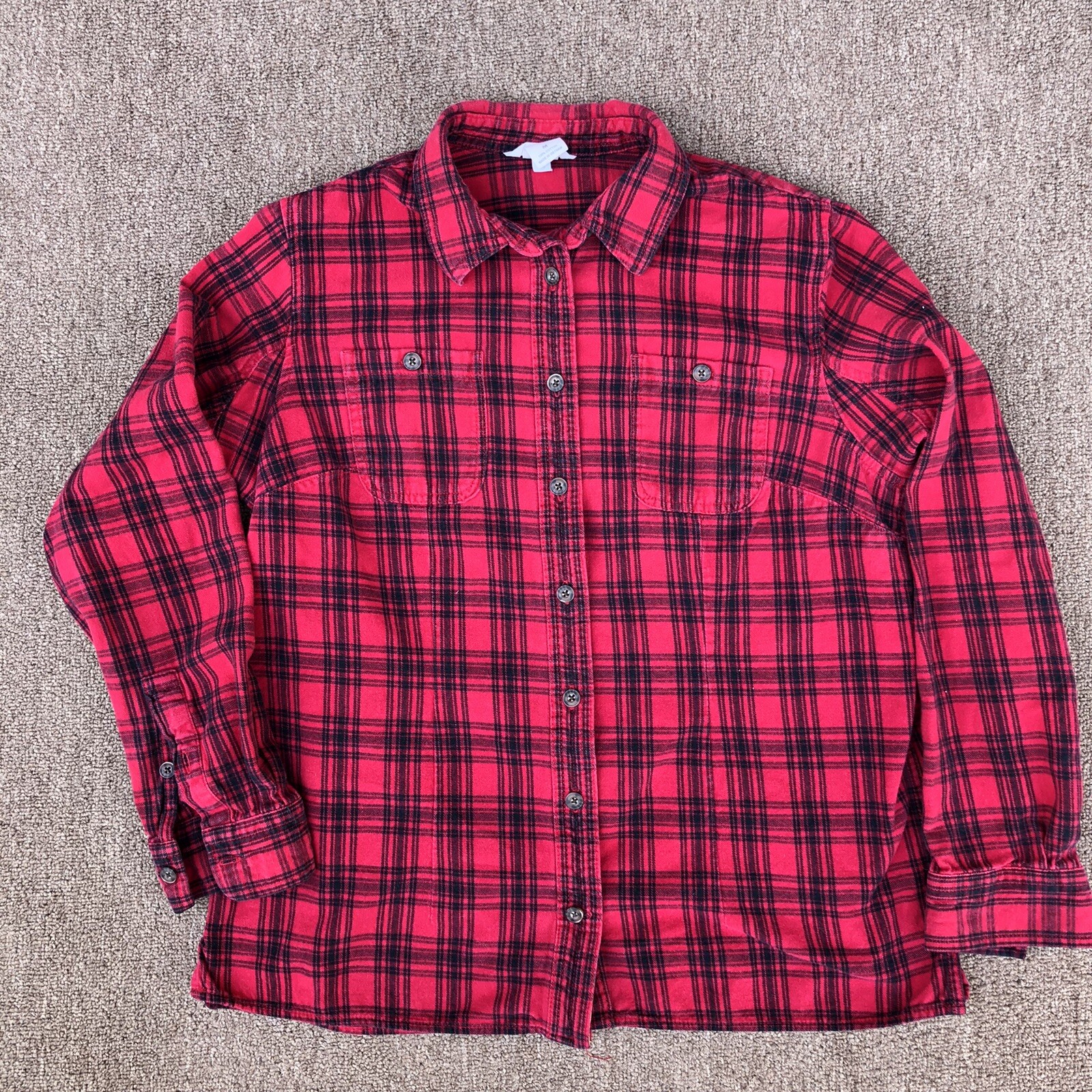 duluth trading plaid flannel shirt red womens medium - Gem