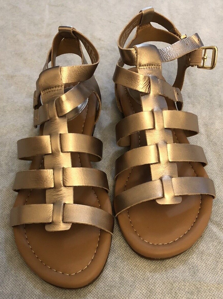CLARKS Sandals, Size 7.5, Women's Viveca Myth Gold Leather Gladiator ...