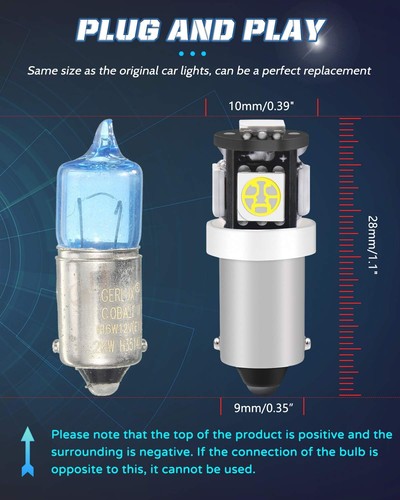 20 Pack 1445 Led Bulb White 1820 Bulb DC 12V for BA9S 1815 1816 1893 ...