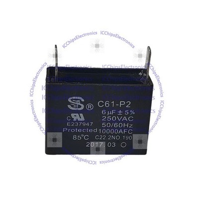 1pcs C61-P2 6uF 250VAC 50/60Hz 10000AFC C22.2NO.190 85℃ Capacitor ...