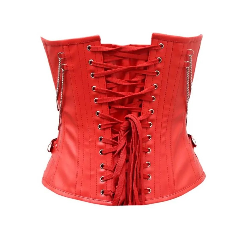 Women Real Leather Corset Overbust Handmade Red Genuine Leather Corset ...