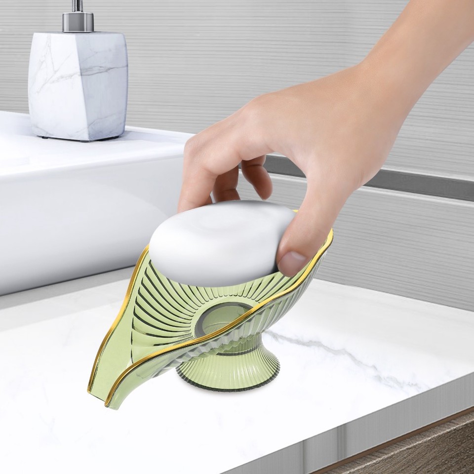 Bathroom Soap Tray Punch-free Wall-mounted Dish Self Draining Holder ...