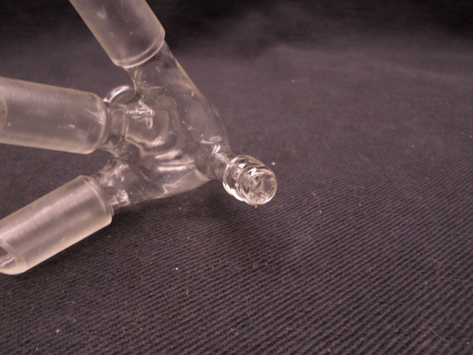 Laboratory 14/20 Cow Type Glass Distillation Receiver Adapter Chipped ...