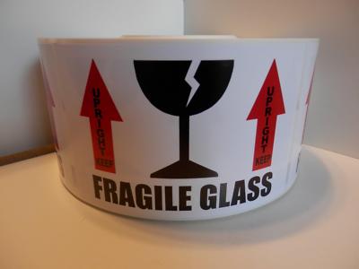 FRAGILE GLASS KEEP UPRIGHT 3.5X5.5 warning sticker label 75 per roll | eBay
