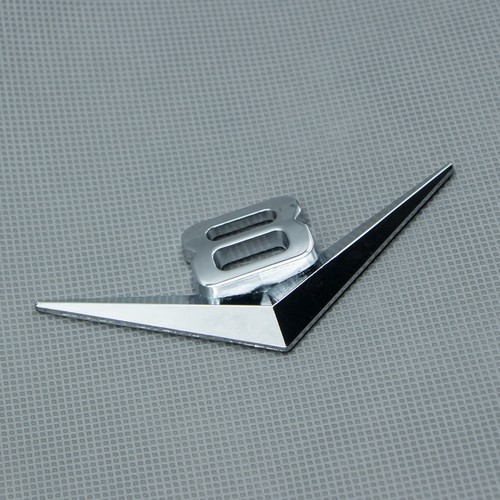Glossy Silver Metal Chrome 8V V8 Logo Emblem Badge 3D Car Sport Side ...