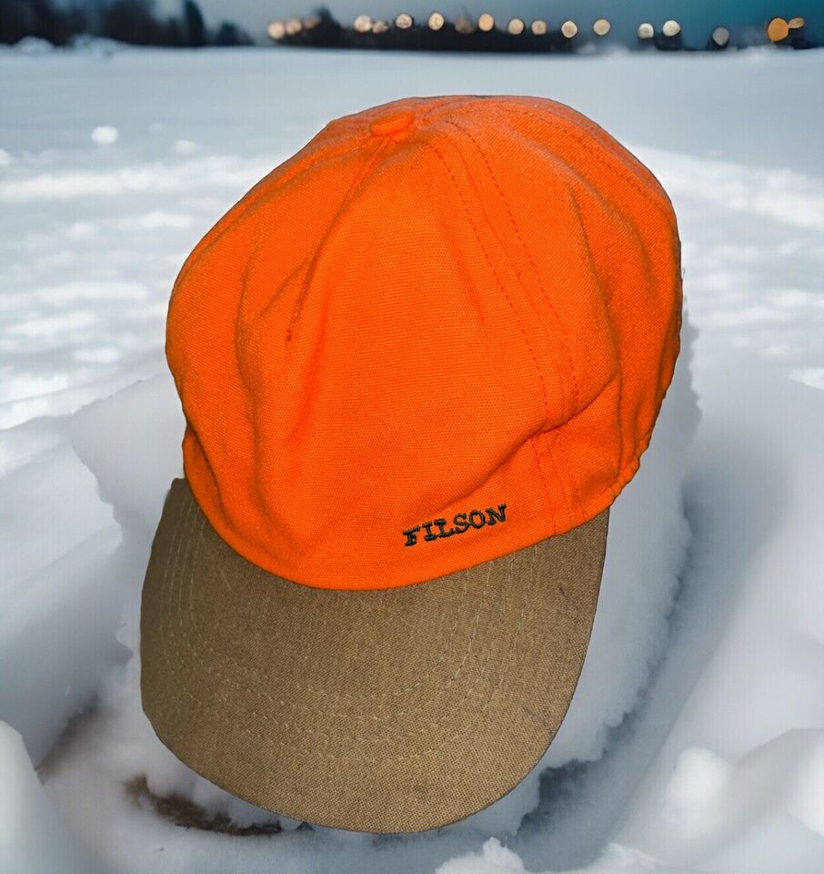 FILSON Ear Flaps Hat Men’s fitted size S Blaze Orange Insulated Cap Made USA vtg | eBay