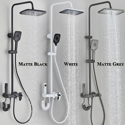 Exposed Shower System Set Rain Shower Head Combo Outdoor Shower Faucet ...
