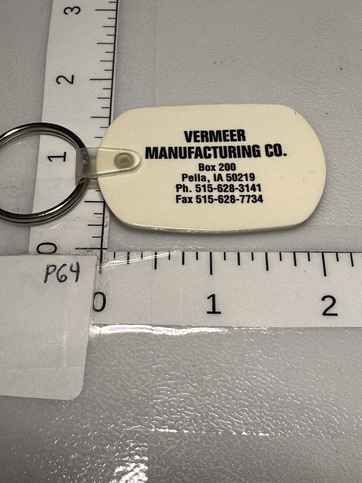 Vintage Pella Iowa Vermeer Manufacturing Farm Ag Equipment IA Keychain ...