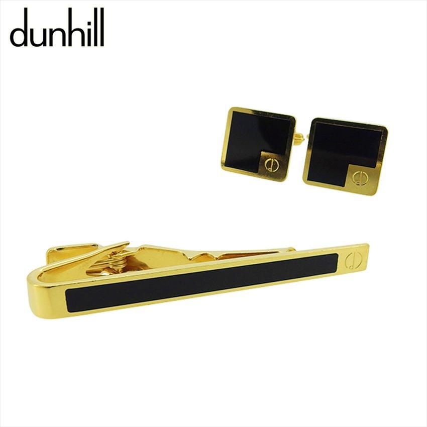 Dunhill authentic tie pin cufflinks black gold Width 1.5cm Height 1.5cm ...