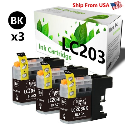 (3PK,Black) LC203XL Ink Cartridge LC203 for MFC-J5720DW MFC-J480DW ...