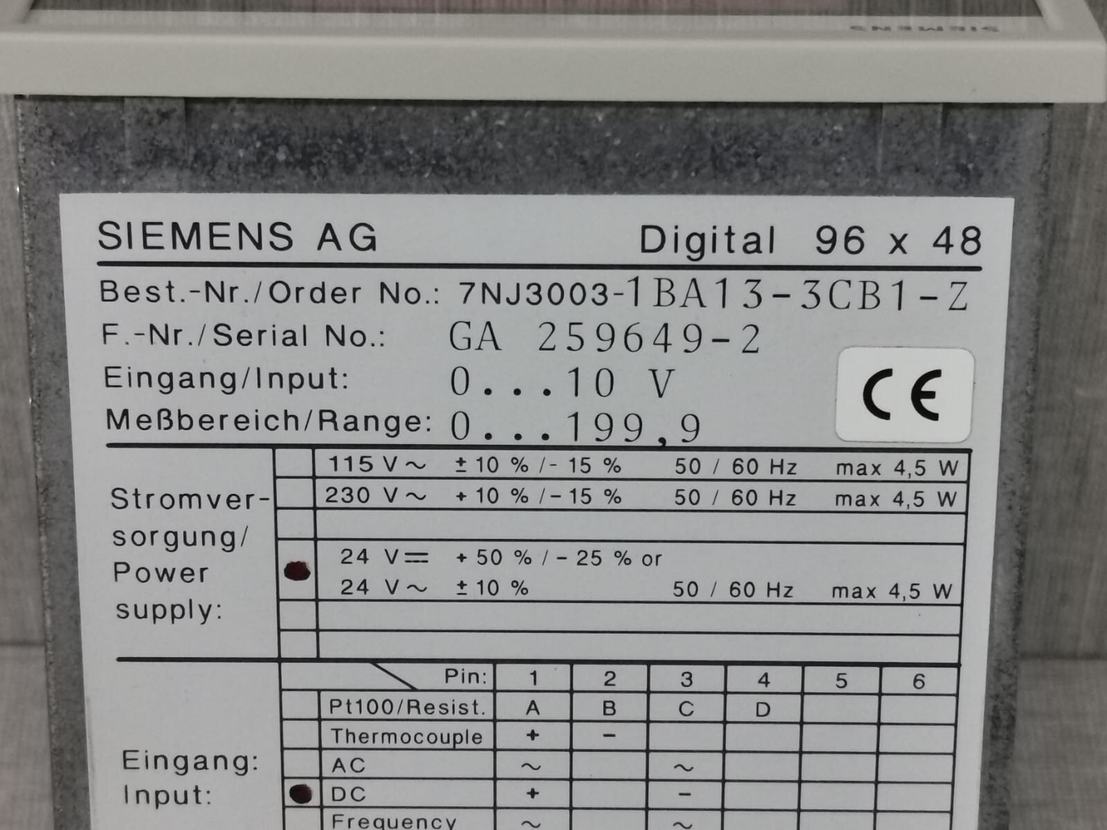 SIEMENS AG 7NJ3003-1BA13-3CB1-Z DIGITAL DISPLAY | eBay