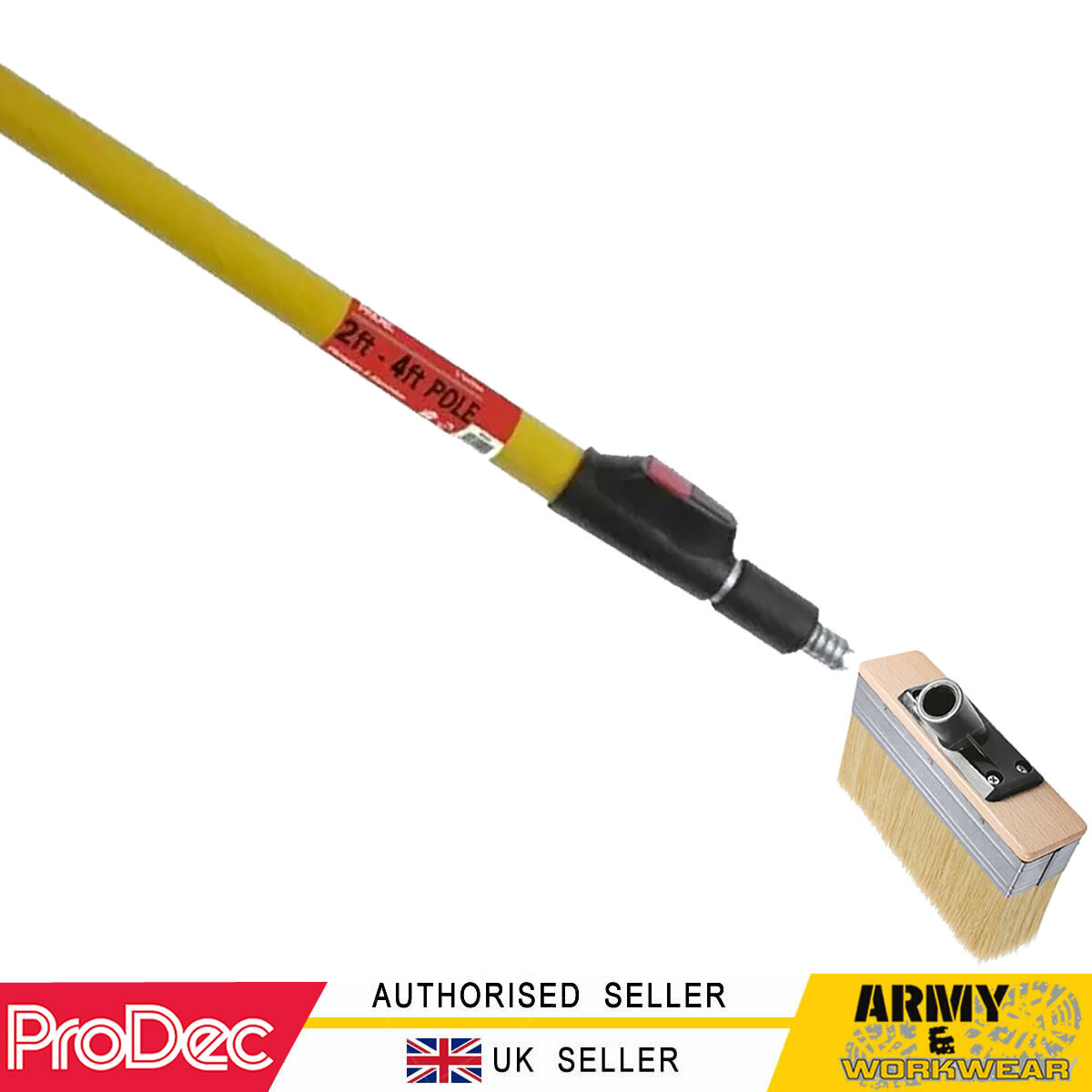 ProDec 7" Prodec Decking Patio Brush Long Bristle & Screw Fit Extension ...