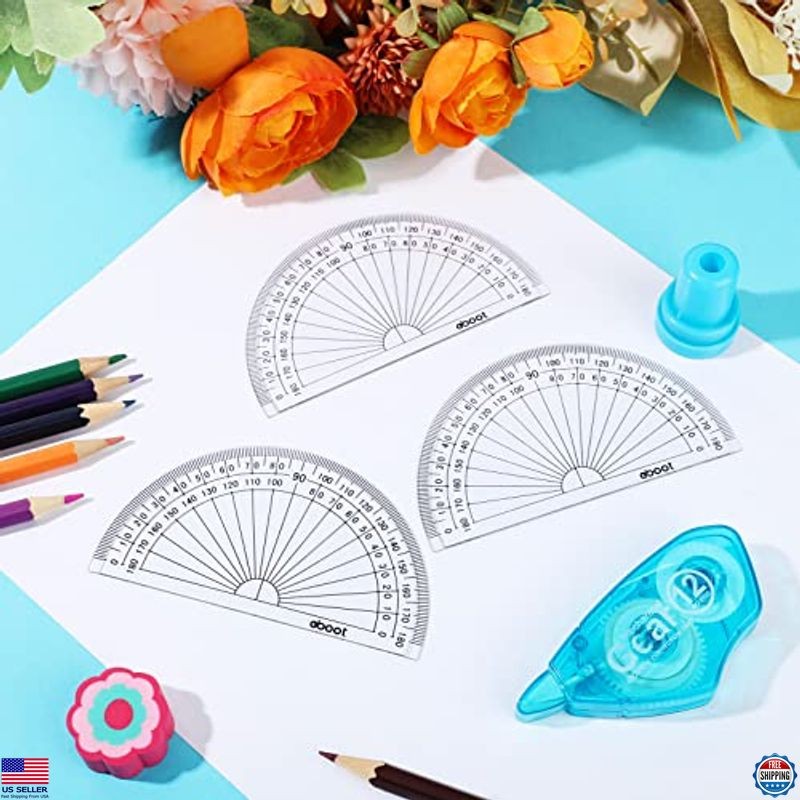 100 Pcs 4" Clear Plastic Protractors Set - Geometry Drafting Tools for ...