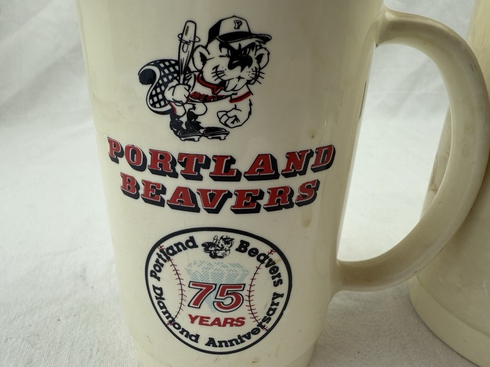 lot of 2 vintage Portland Beavers baseball 75 years hard plastic cups ...
