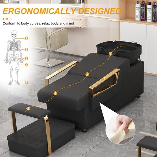 Shampoo Bowl and Chair Set for Salon,Barbershop Hair Washing Station w ...