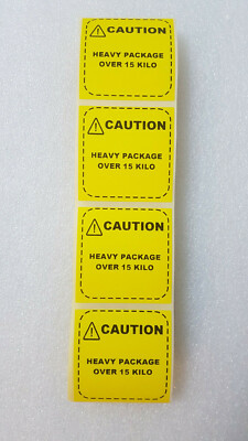 Caution Heavy Package over 15 Kilo 15kg Bright Yellow Shipping Labels ...