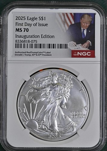 2025 S $1 Donald Trump Inauguration Edition American Silver Eagle NGC MS 70 FDOI | eBay
