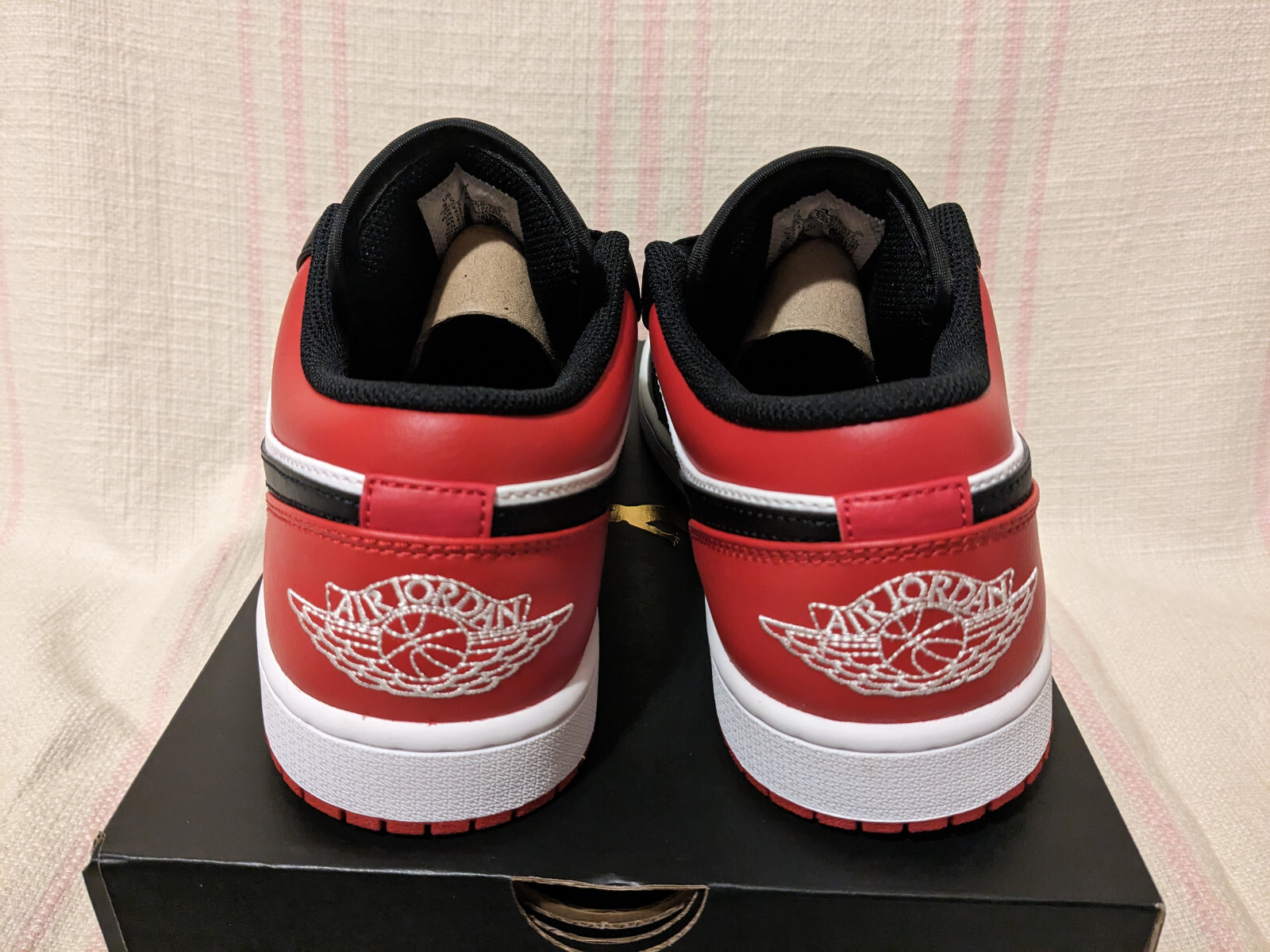 Nike Air Jordan 1 Low Bred Toe Gym Red White Black AJ1 553558 612 Shoes ...