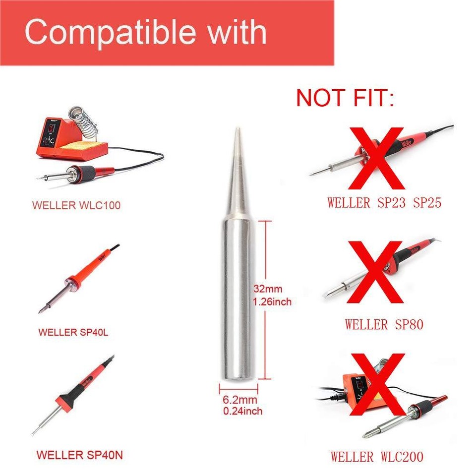 ShineNow ST7 Soldering iron tips For WELLER WLC100 WELLER SP40 (5 PCS ...