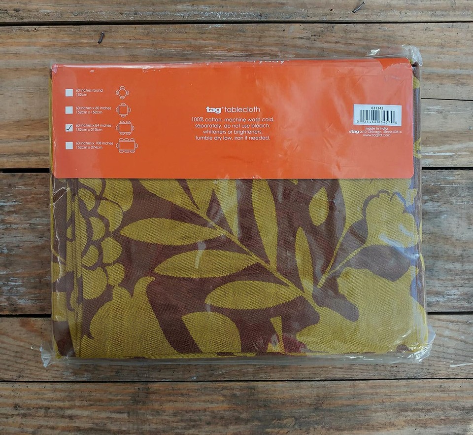 Tablecloth 60x84 by Tag Fall Tabletop Decor Brown & Lime Green Floral ...