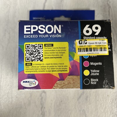 Epson 69 T06922 Black/Cyan/Magenta/Yellow Ink Cartridge EXP 02/26 | eBay