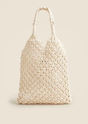 J Crew Cadiz Hand Knotted Rope Tote Bag Natural | eBay