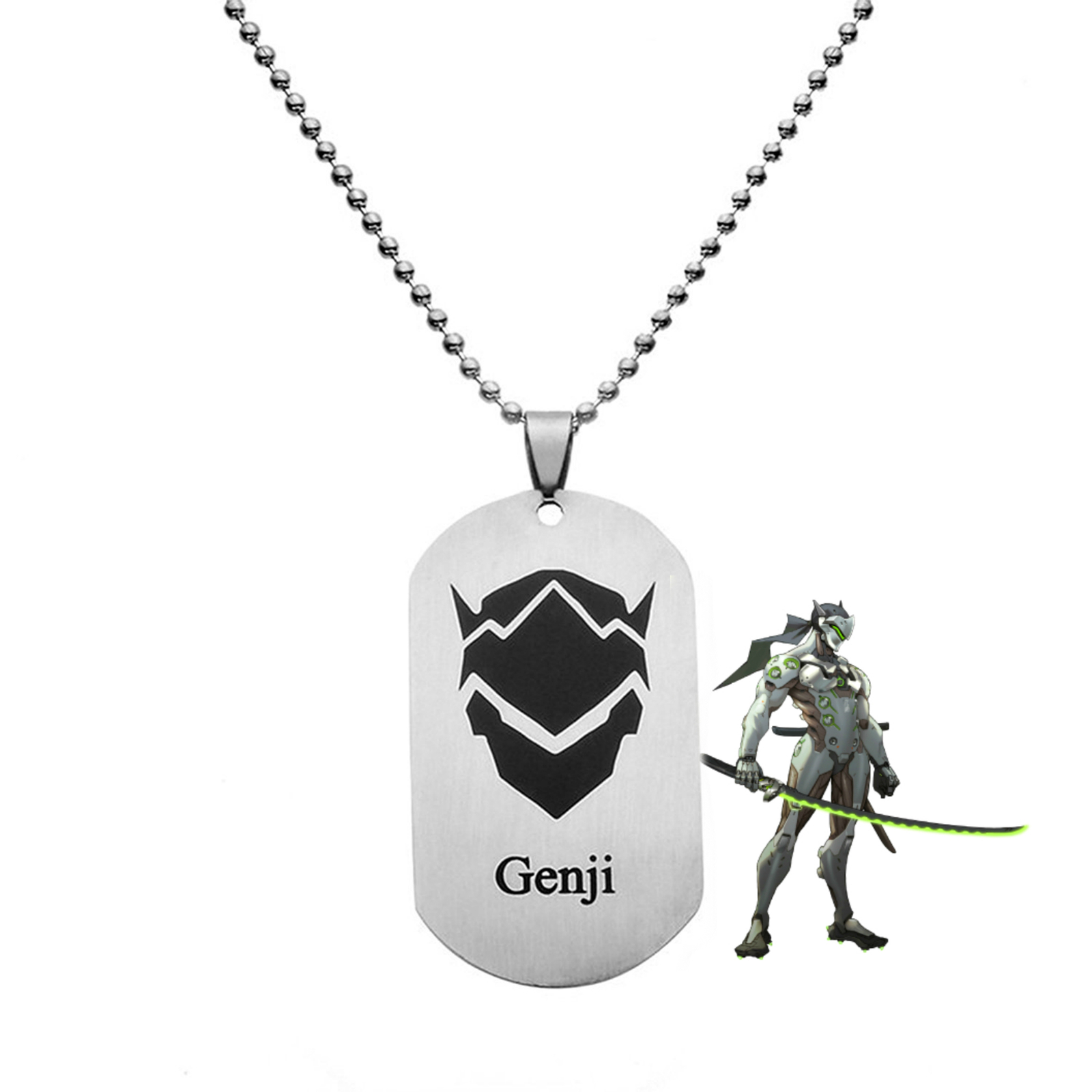 Overwatch Genji Dog Tag Logo Pendant Necklace Video Game Gamer Novelty ...