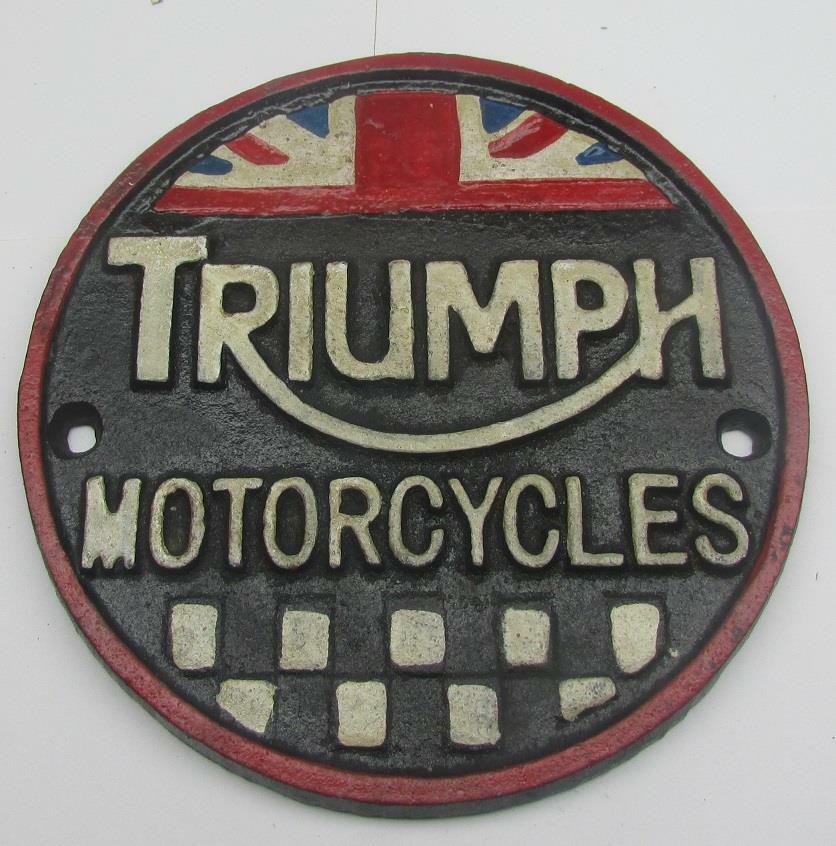 Very Nice Cast Iron Triumph Motorcycle Sign Advertising Dealer Display ...