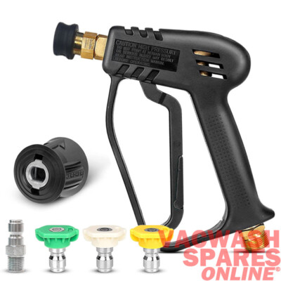 STUBBY NOSE PRESSURE WASHER TRIGGER GUN - QUICK RELEASE - 3 NOZZLES ...