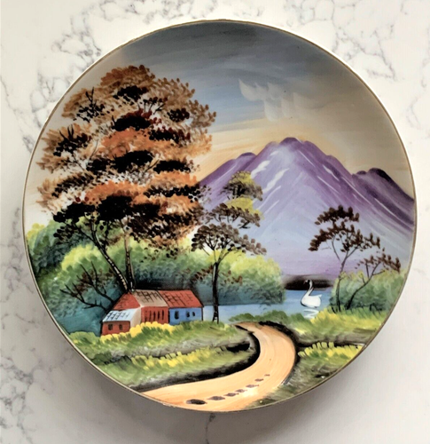 Handpainted Mount Fuji Japanese Landscape Souvenir Plate Gold Rim ...