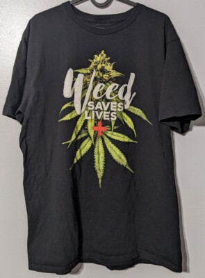 Seven Leaf - Weed Saves Lives T Shirt - Size L | eBay