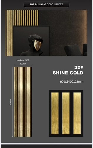 Shine Gold Slat Wall Panel Wood 3D Decorative Acoustic Modern panels ...