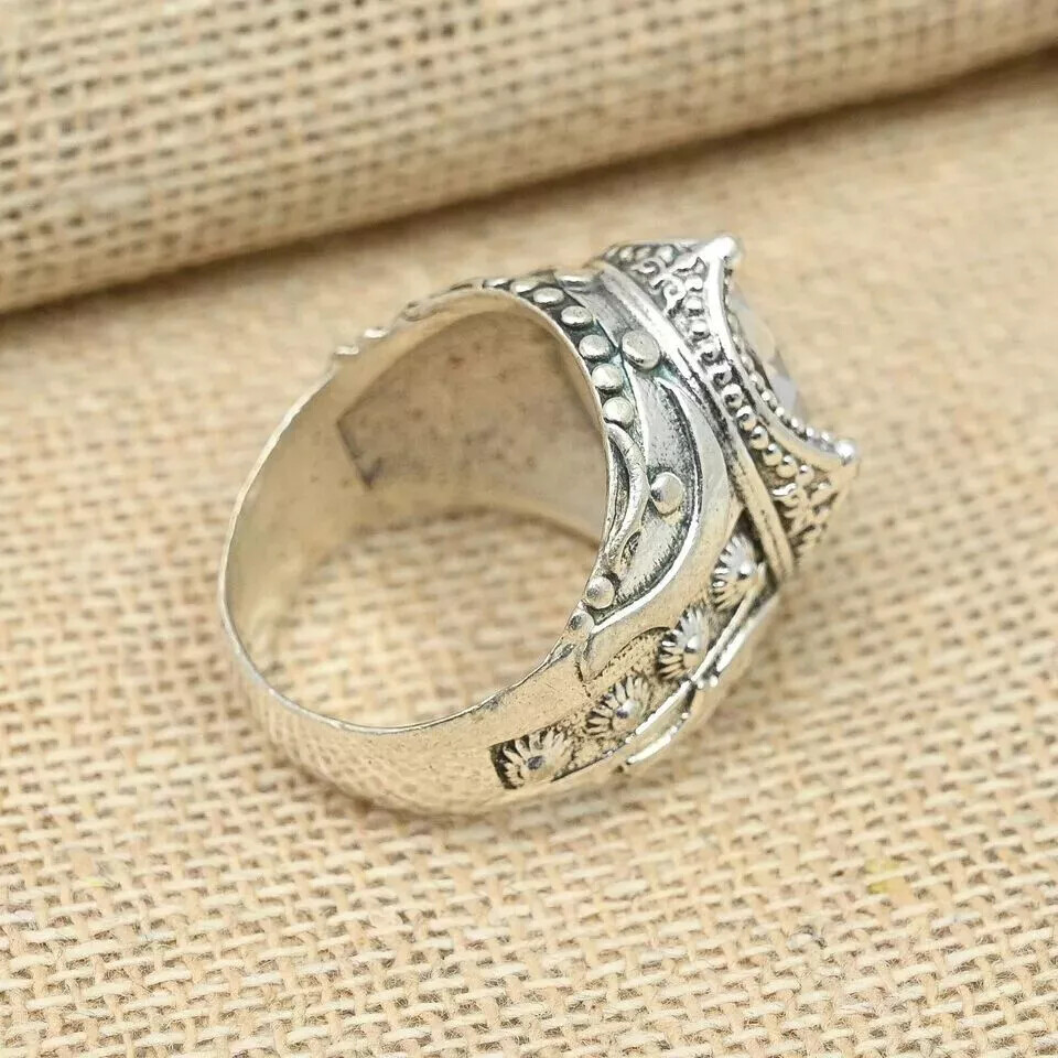 Crystal Gemstone Ring 925 Sterling Silver Designer Men's Gift Ring All ...