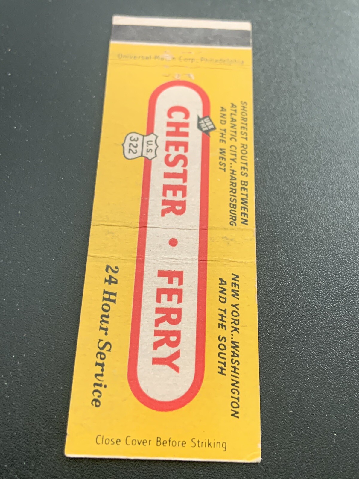 Vintage Pennsylvania Matchbook: “Chester Ferry” Chester, PA | eBay