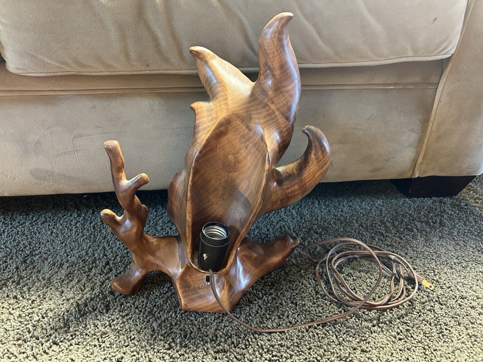 Vintage Lane & Co Van Nuys USA TV Lamp Beautiful Organic MCM Leaves ...