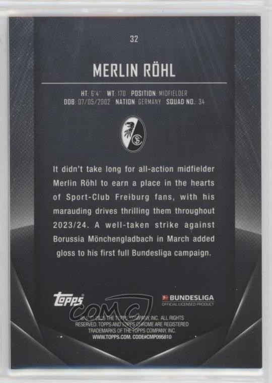 2024-25 Topps Midnight Bundesliga Moon Beam /49 Merlin Rohl Merlin Röhl ...