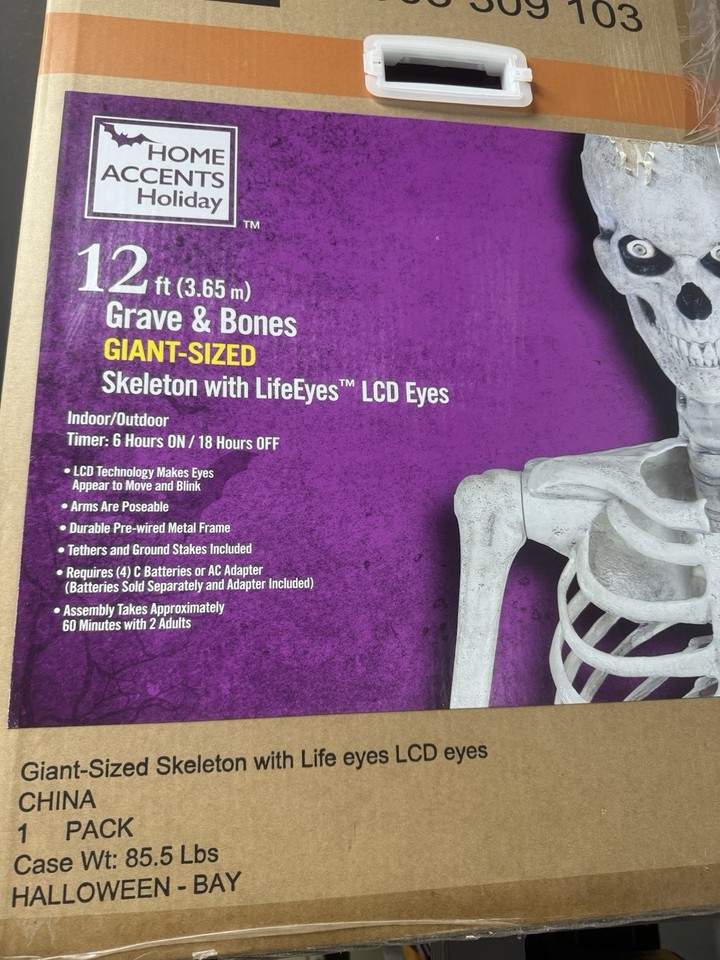 12 FT Grave & Bones SKELLY Skeleton with LIFEEYES LCD Eyes | eBay