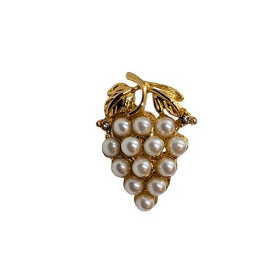 Gold Tone Faux Pearl Grape Bunch Pin | eBay