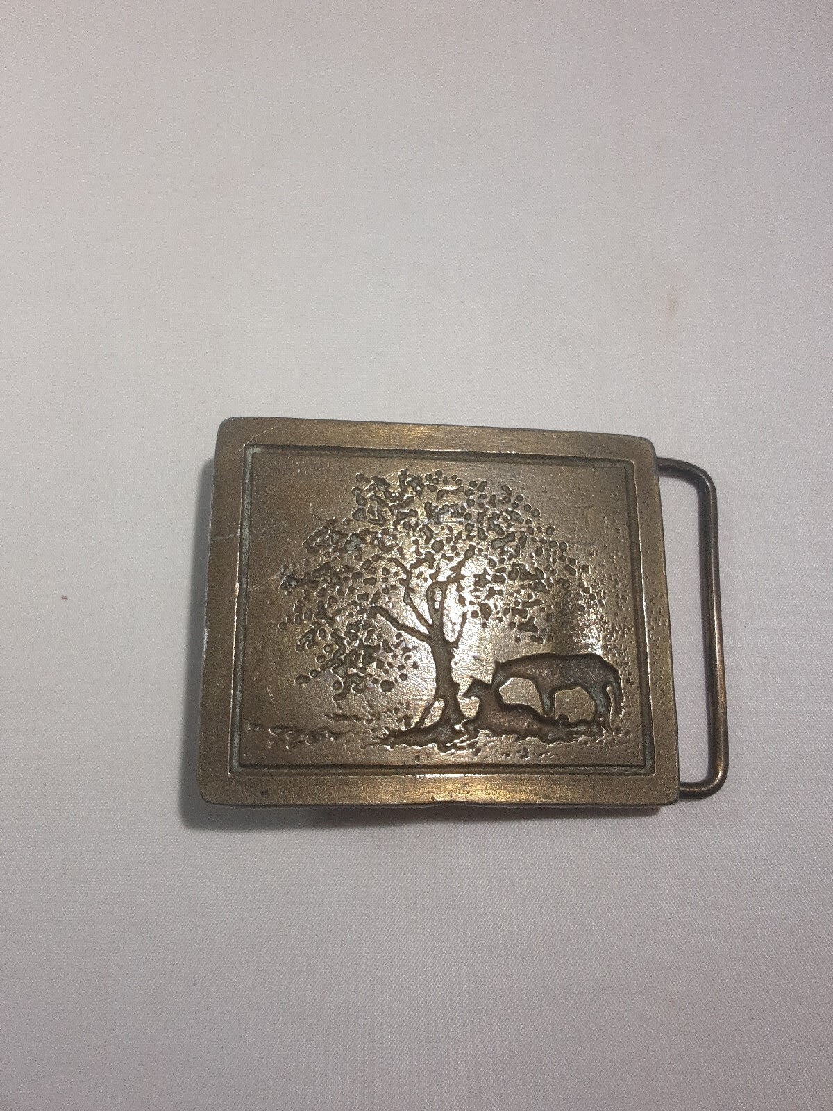 Vntg 1975 Tech-ether Guild Two Horses Brass Belt Buckle on Original ...