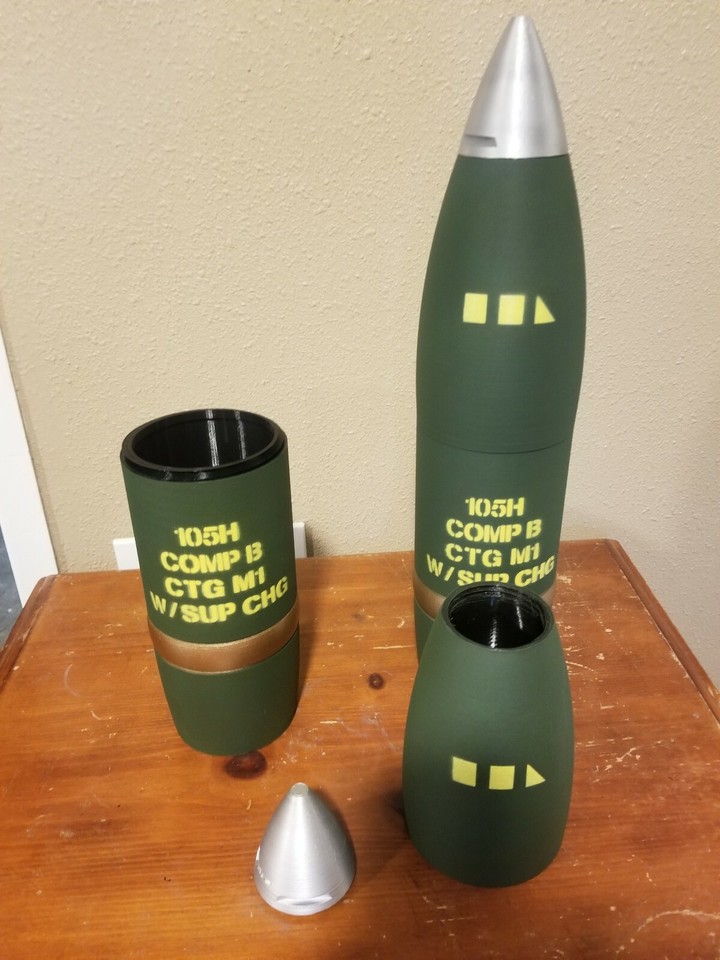 3D Printed 105MM M1 Canadian 2 1/2 Square Artillery Shell - Replica ...