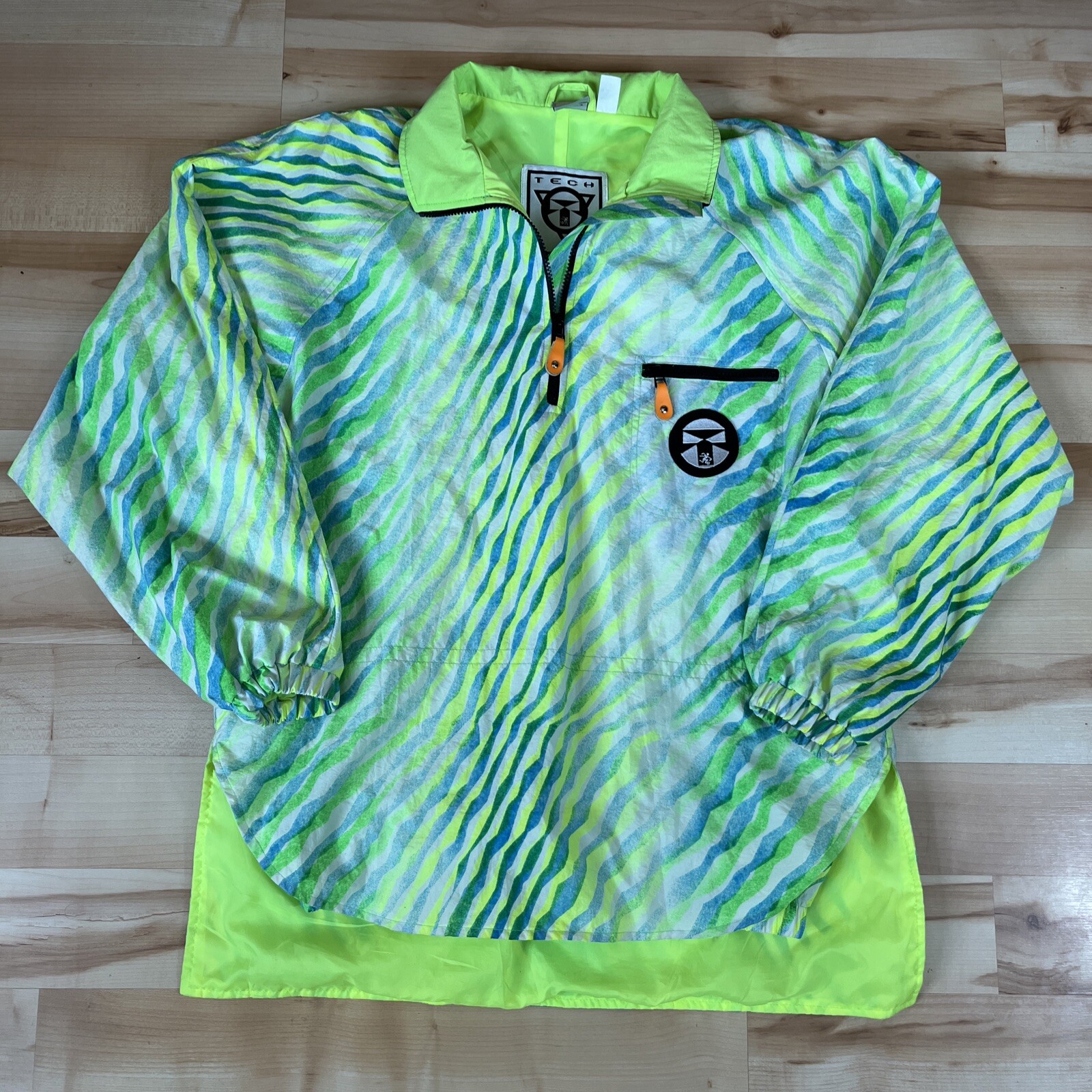 Ocean Pacific Jacket Men S Neon Green 1/4 Zip Windbreaker 80s 90s Surf ...