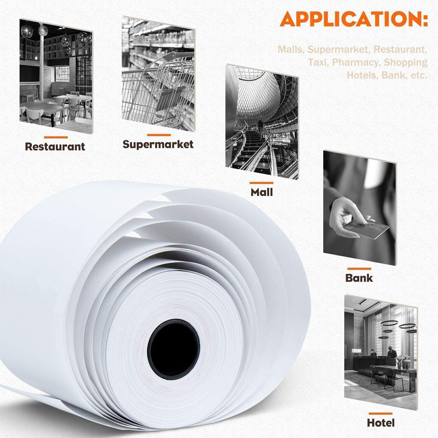 100 Rolls 57x40 Thermal rolls Cash Credit Card Machine Receipt Paper ...
