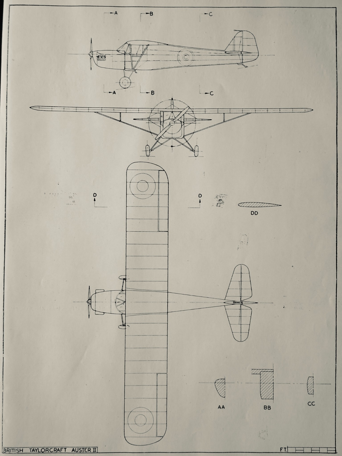 WW2 Great Britain Aircraft BRITISH TAYLORCRAFT AUSTER II Scale Design ...