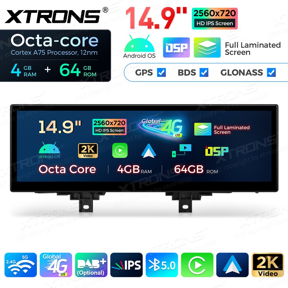 14.9" 4G Android 14 8-Core CarPlay Car Stereo GPS Navi For BMW 3/4er ...