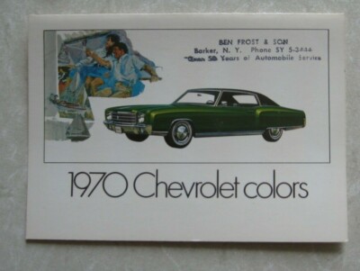 NOS 1970 GM Dealer Chevrolet Color Chart - "Still New Original" | eBay
