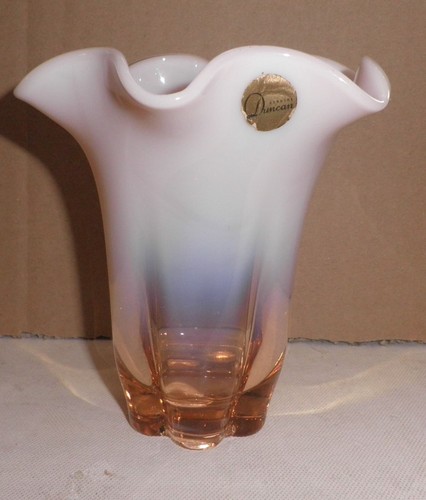 DUNCAN MILLER VASE OPALESCENT PEACH ELEGANT RUFFLES 5 1/4'' | eBay