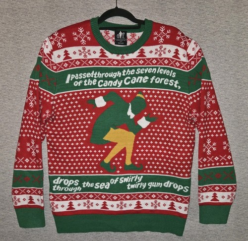 Buddy Elf Ugly Christmas Sweater Red Green Long Sleeve Crew Neck Large ...