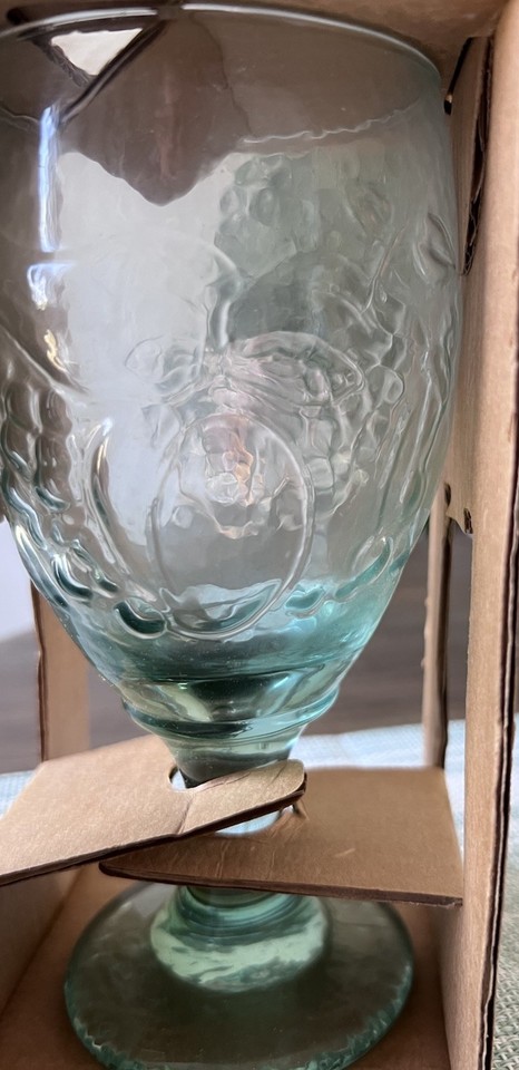 Vintage Libbey Spanish Green Glass Orchard #197 Goblet NEW Deadstock ...