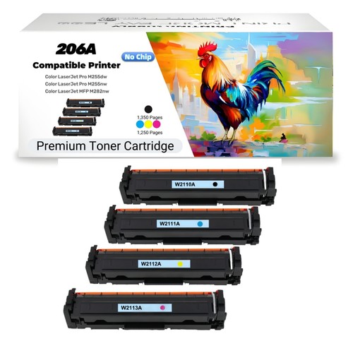 206A BK/C/M/Y Compatible Toner Cartridge No Chip for HP 206A M255dw ...